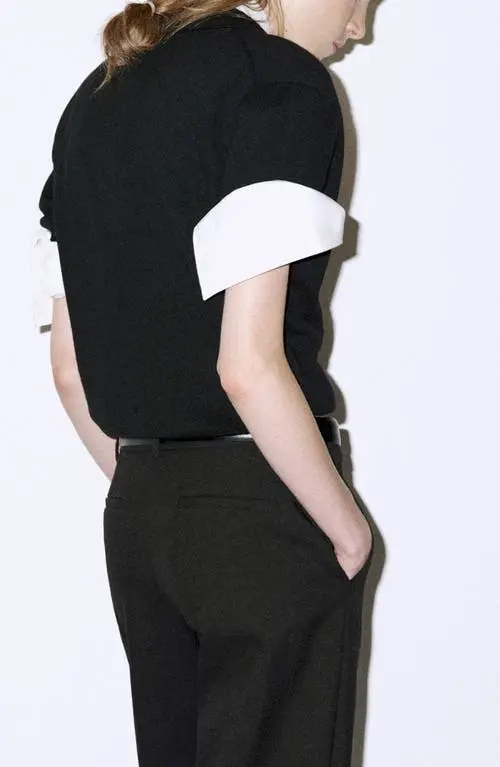 Mango Polo Collar Wool Sweater - Black