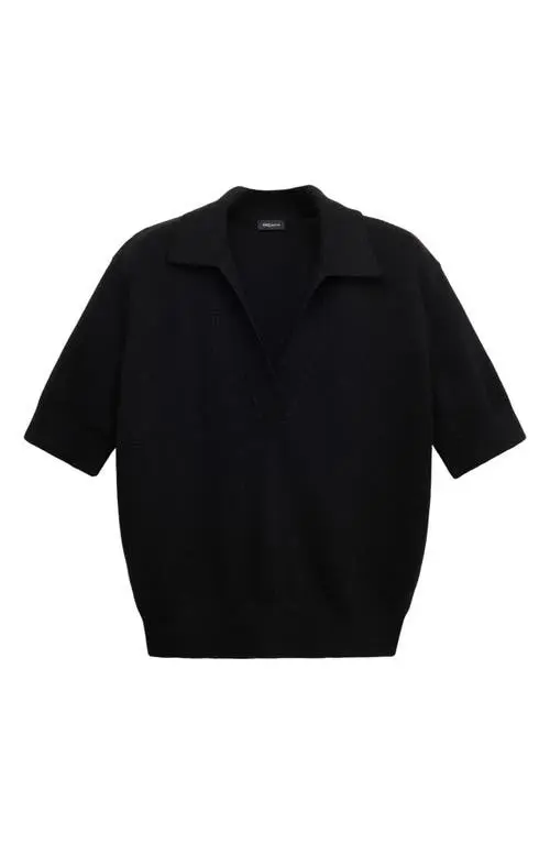 Mango Polo Collar Wool Sweater - Black