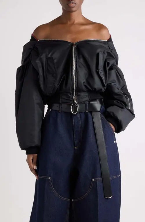 Givenchy Off The Shoulder Bomber Jacket