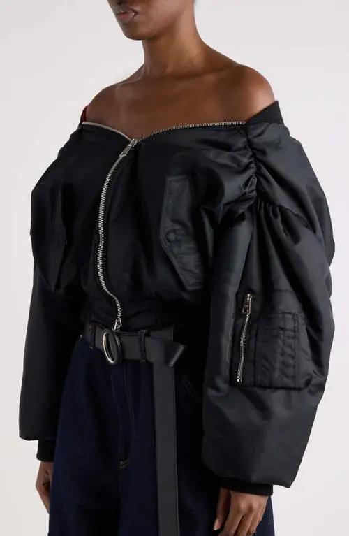 Givenchy Off The Shoulder Bomber Jacket
