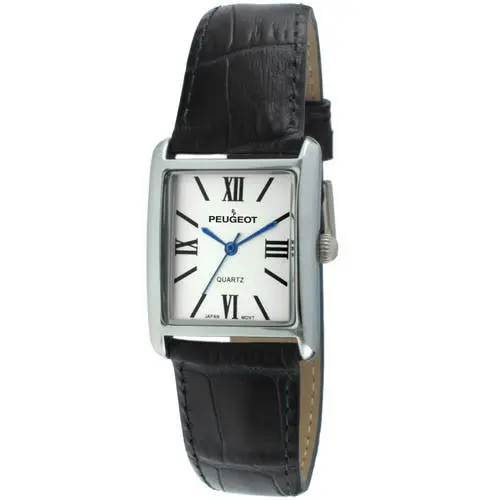 PEUGEOT Roma Tank Leather Strap Watch- 26x32mm - Black