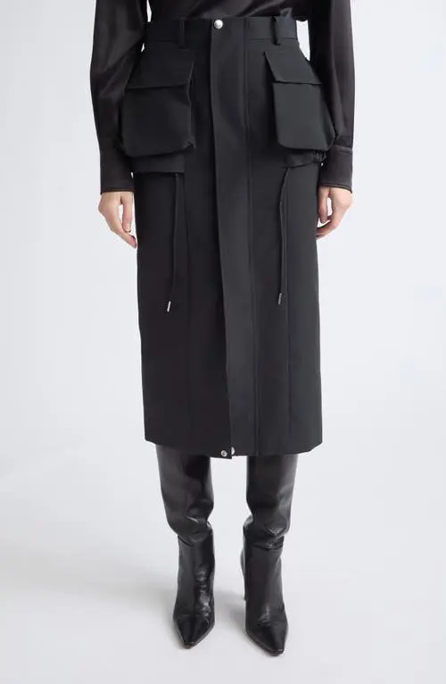 Sacai Grosgrain Bonding Midi Skirt - Black
