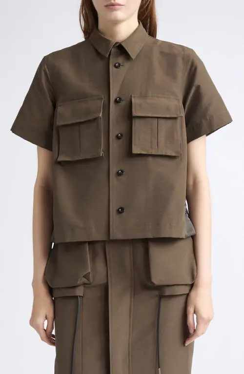 Sacai Grosgrain Bonding Midi Skirt - Brown