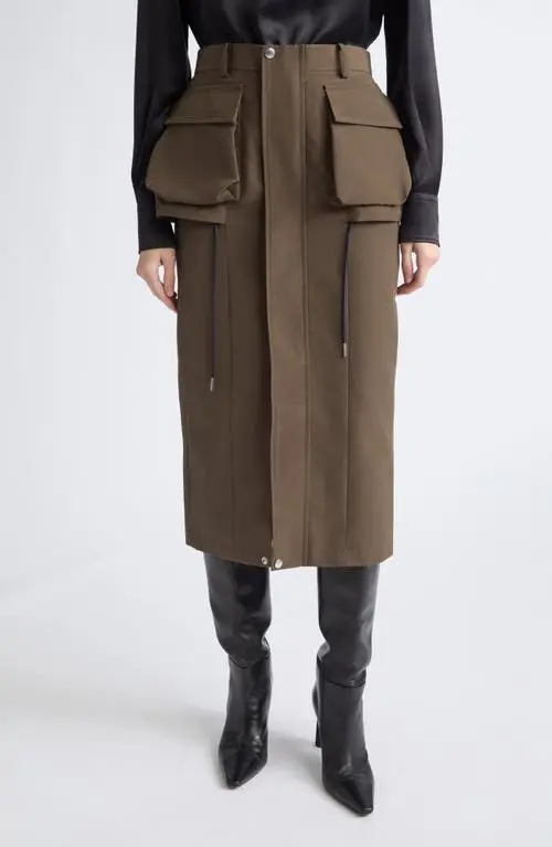 Sacai Grosgrain Bonding Midi Skirt - Brown