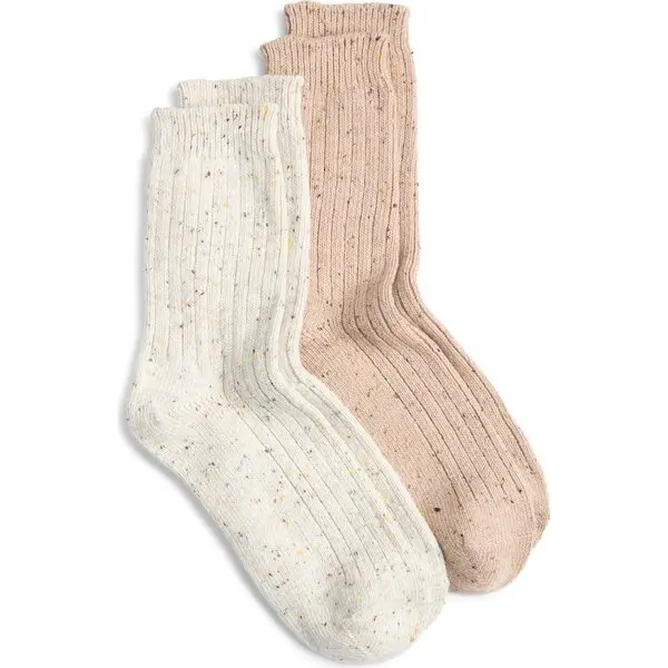 Hue Nep Rib Assorted 2-pack Crew Socks - Ivory Pack