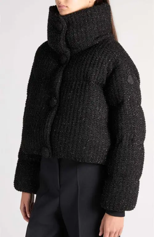 Moncler Almee Metallic Tweed Puffer Jacket