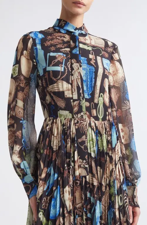 JASON WU Tie Neck Pleated Midi Dress
