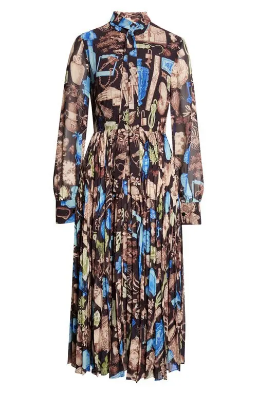 JASON WU Tie Neck Pleated Midi Dress