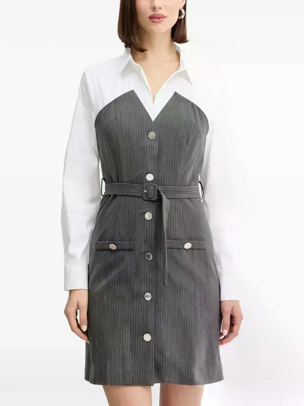 MORGAN Pinstripe-pattern Belted Mini Dress