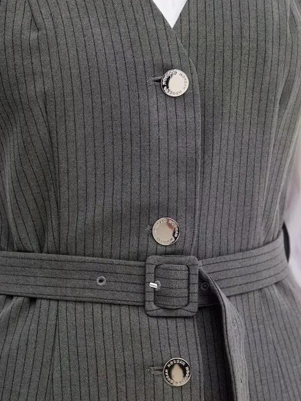 MORGAN Pinstripe-pattern Belted Mini Dress