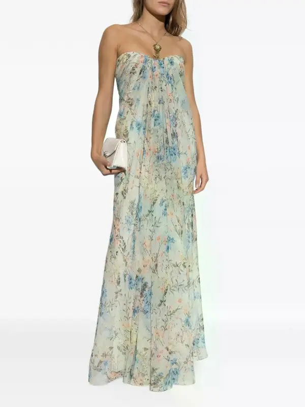 Alexander McQueen Floral-motif Strapless Maxi Dress