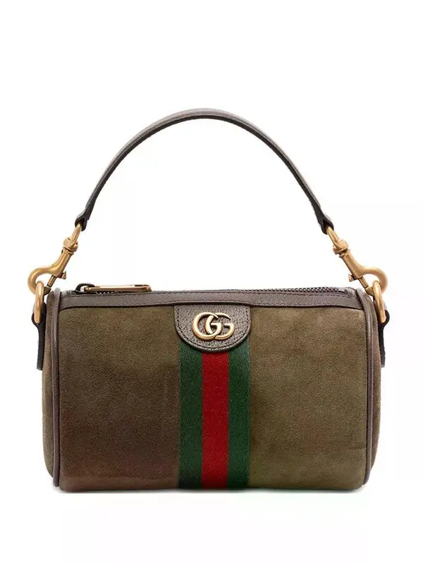 Gucci Striped Logo-plaque Messenger Bag - Green