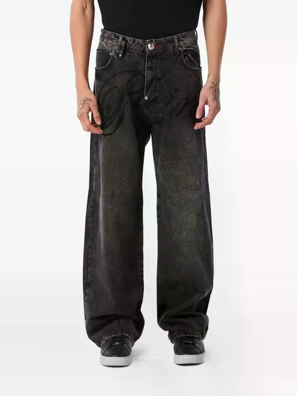 Philipp Plein Logo-patch Pattern-embellished Jeans