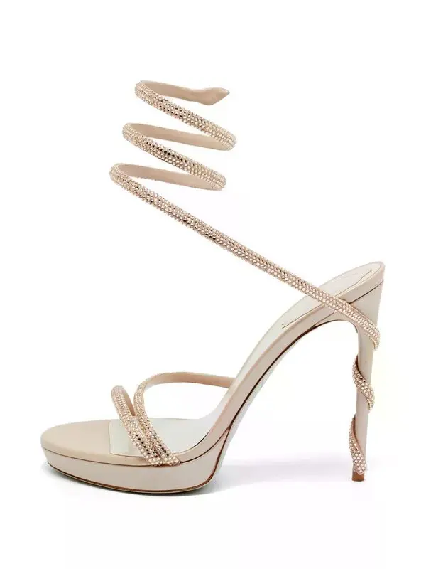 Rene Caovilla Margot Crystal-embellished Heeled Sandals - Neutrals