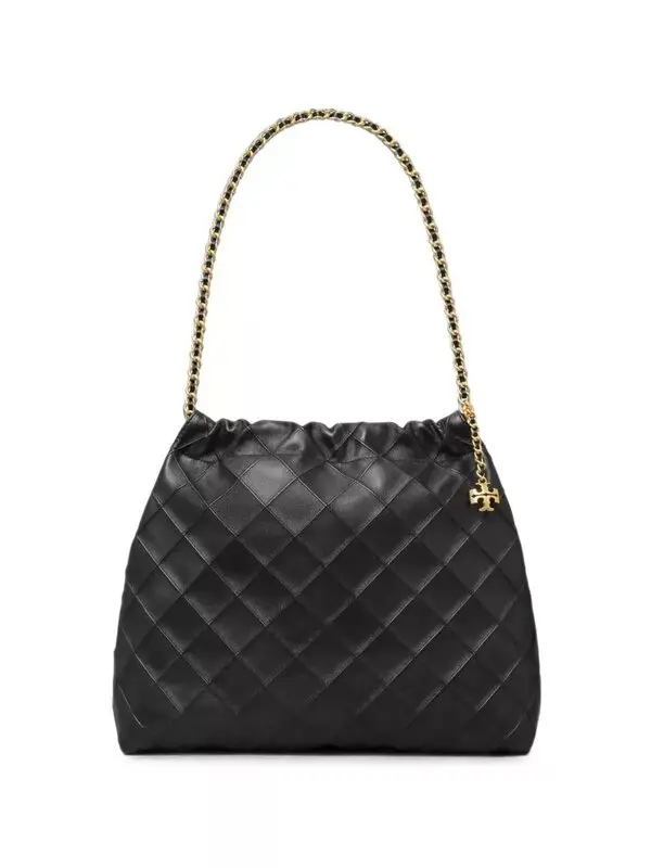 Tory Burch Fleming Quilted Leather Tote Bag - Black