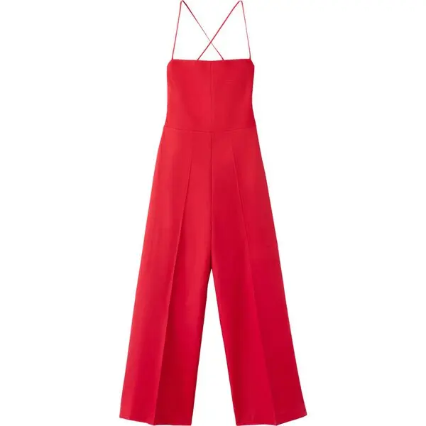 Mango Open Back Crop Jumpsuit - Red