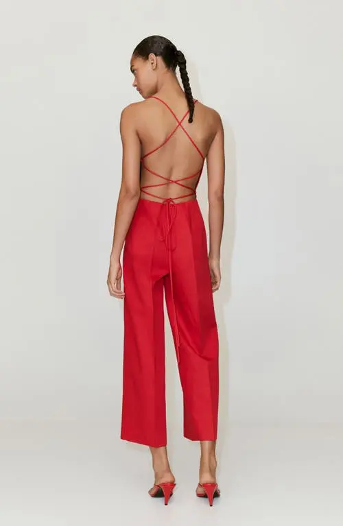 Mango Open Back Crop Jumpsuit