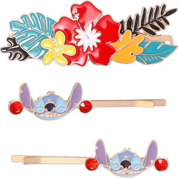 Disney Stitch Barrette And Bobby Pins Set 3-piece Official License - Blue