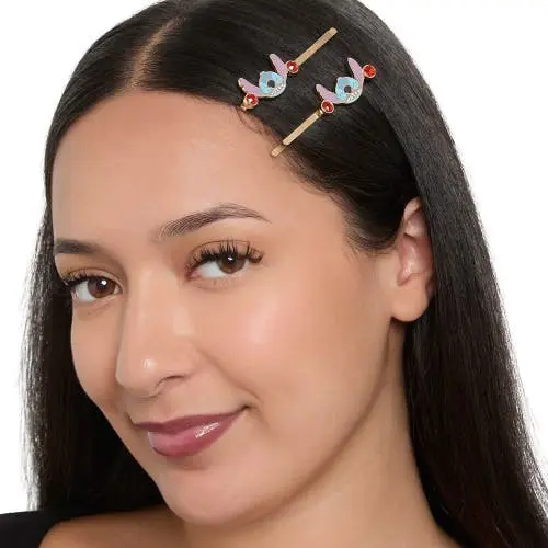 Disney Stitch Barrette And Bobby Pins Set 3-piece Official License