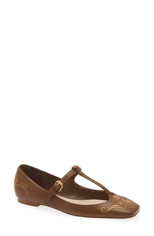 Farm Rio Rechillieu T-strap Leather Flat - Sand