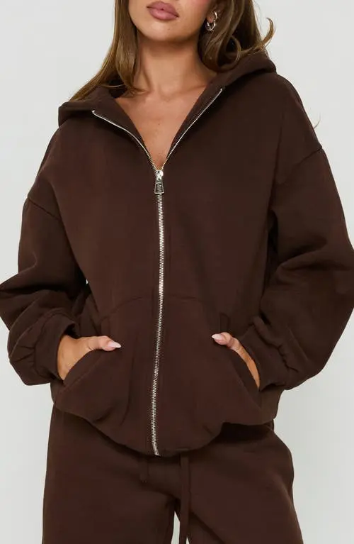 Princess Polly Peytan Full Zip Hoodie - Brown