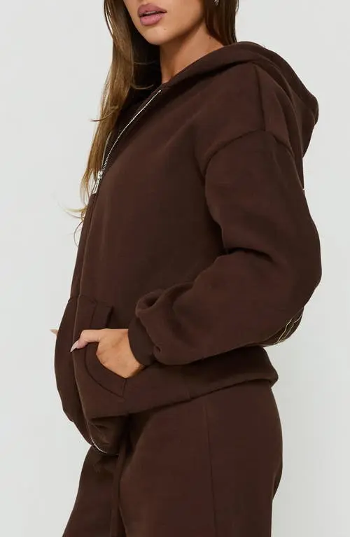Princess Polly Peytan Full Zip Hoodie - Brown