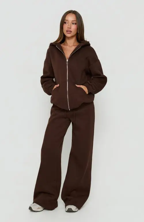 Princess Polly Peytan Full Zip Hoodie - Brown