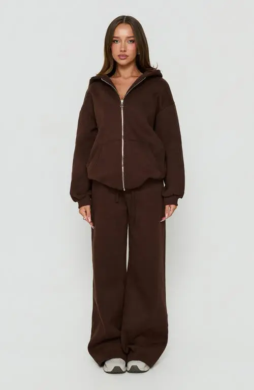 Princess Polly Peytan Full Zip Hoodie - Brown