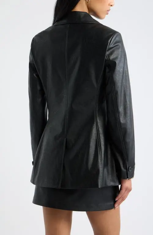 OPEN EDIT Faux Leather Fitted Blazer