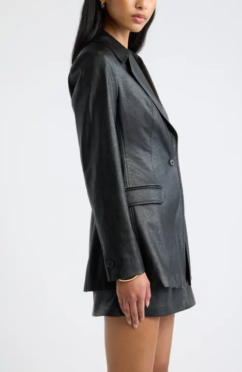 OPEN EDIT Faux Leather Fitted Blazer