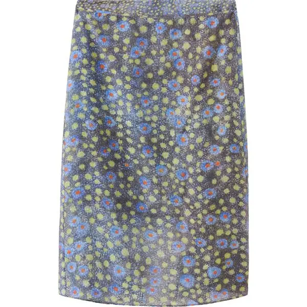 Mango Printed Overlay Midi Skirt