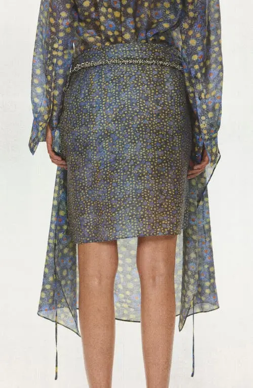 Mango Printed Overlay Midi Skirt