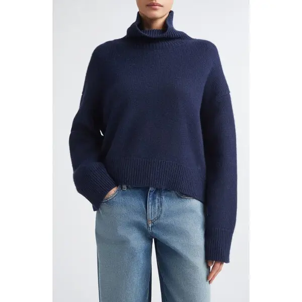 Loulou De Saison Jonah Cashmere Turtleneck Sweater - Navy