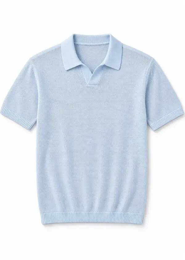 VAYLA Fine-knit Relaxed Fit Open Collar Polo Shirt Light