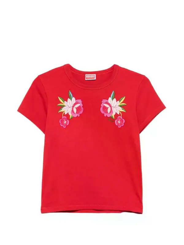 Kenzo Floral-embroidered T-shirt - Red