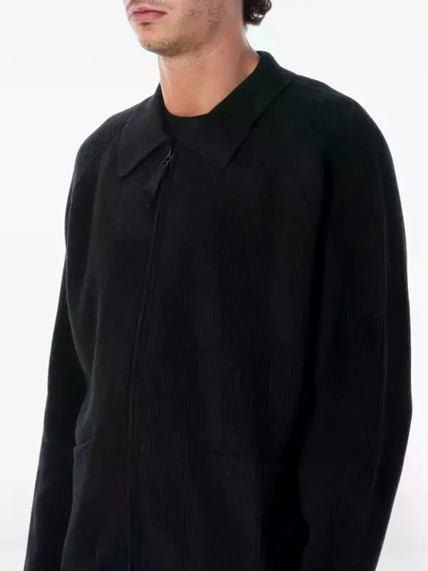 Universal Works Co Wool Ribbed Zip-up Sweater
