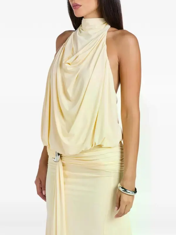 DE LA VALI Vida Draped Asymmetric Midi Dress