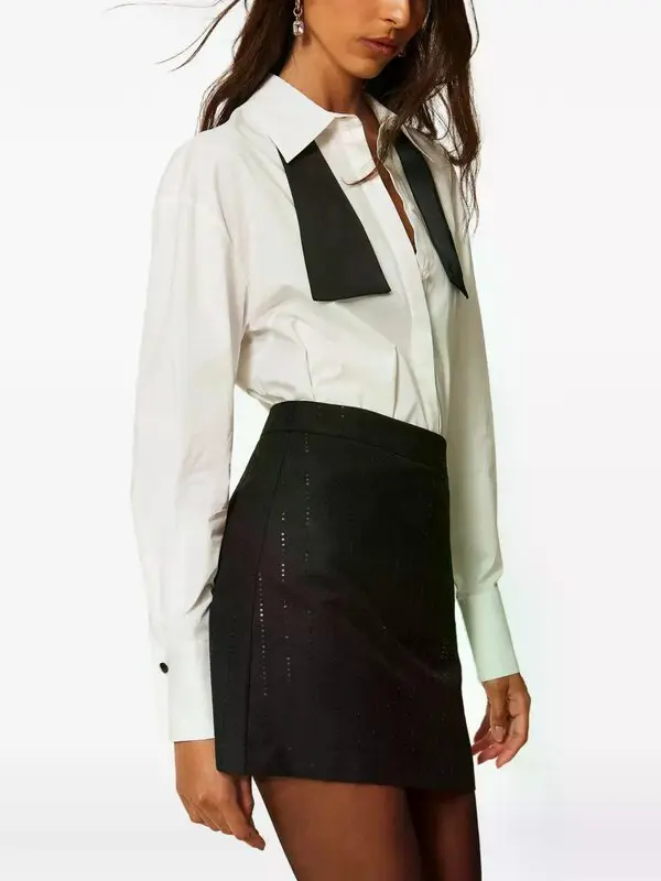 TWINSET Poplin Shirt With Pleated Bow Tie