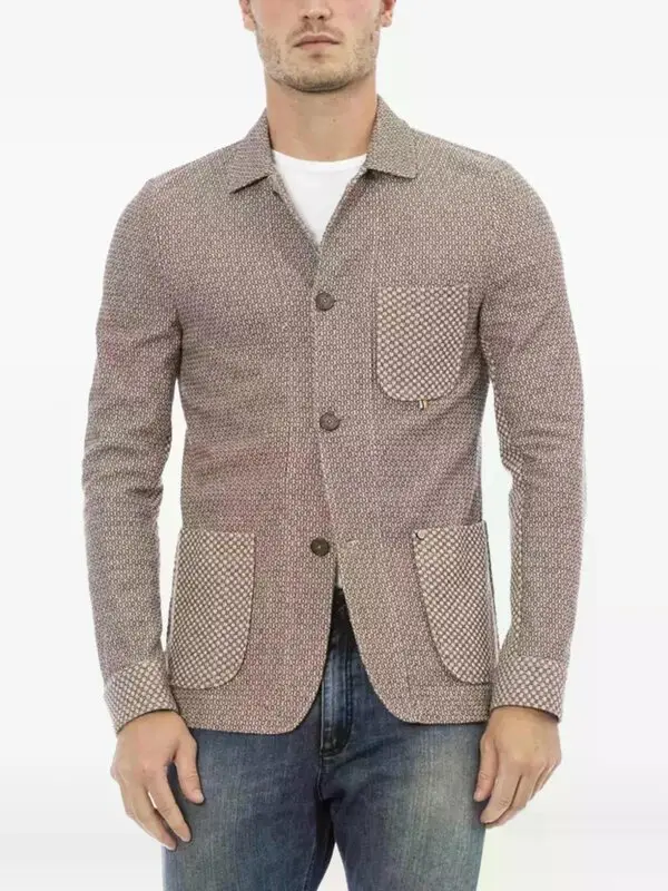 DISTRETTO 12 Classic Geometric-pattern Knit Blazer