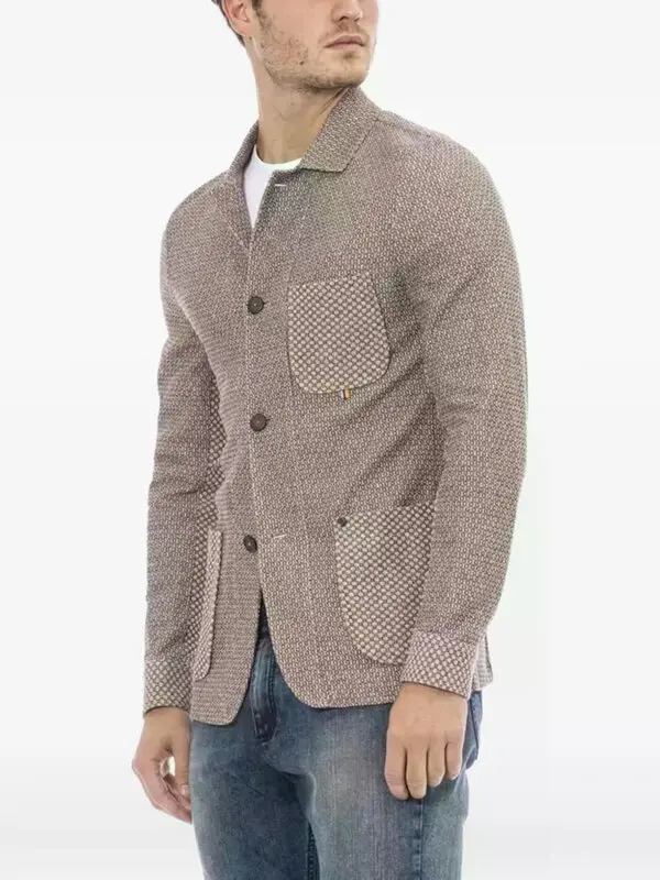 DISTRETTO 12 Classic Geometric-pattern Knit Blazer