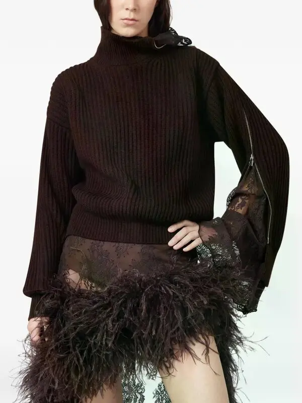 Giuseppe Di Morabito Lace-trim Ribbed-knit Sweater