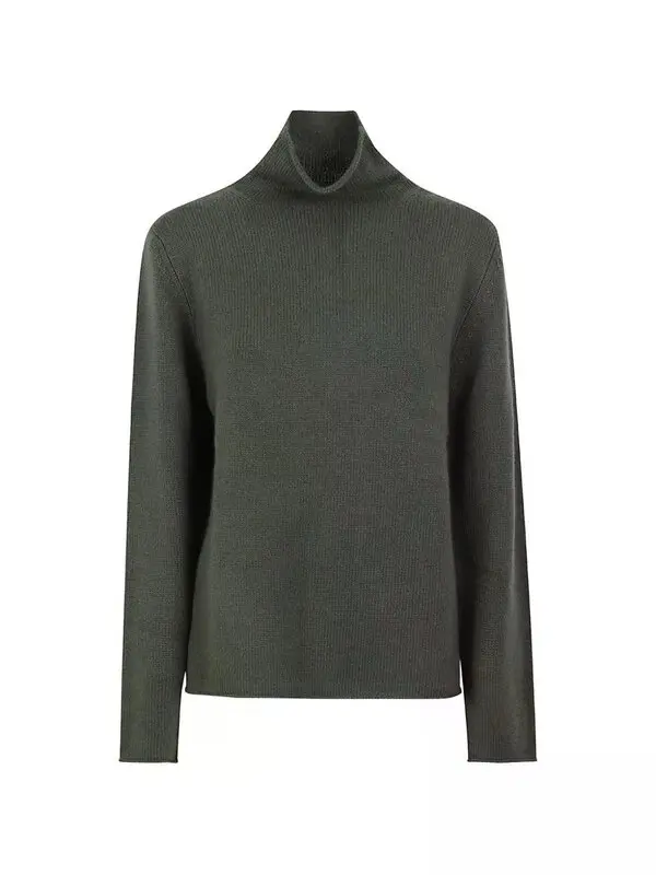 ALLUDE Turtleneck Ribbed Sweater - Grey