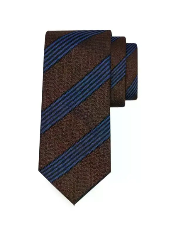 FERRAGAMO Regimental Gancini Silk Jacquard Tie