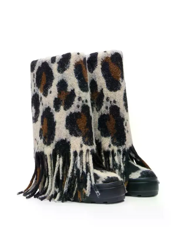 Casadei Leopard-print Fringed Boots