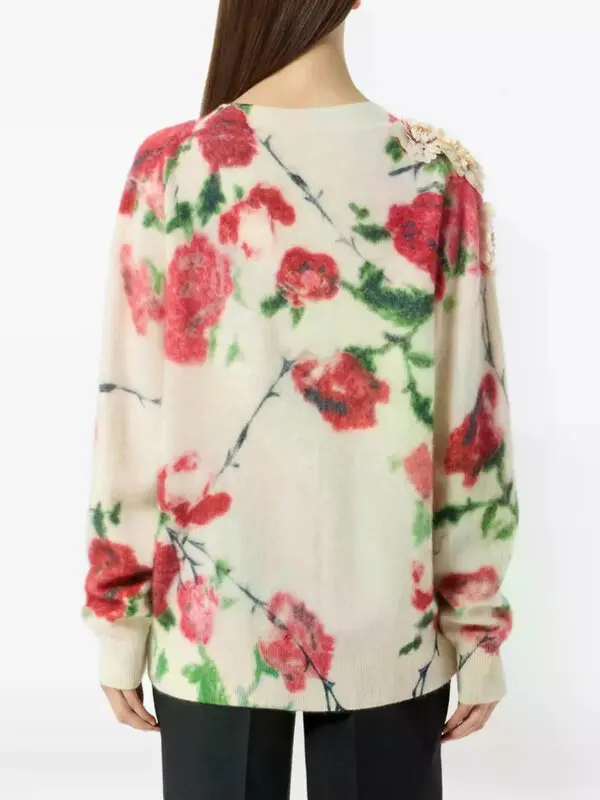 Blumarine Floral-print Sequin-embellished Sweater