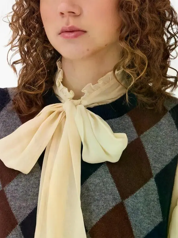 OTTOD'AME Argyle-pattern Asymmetric-hem Sweater