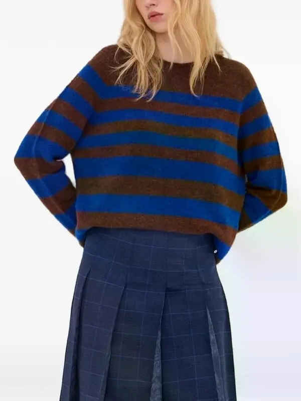 OTTOD'AME Striped Raglan-sleeve Knit - Brown