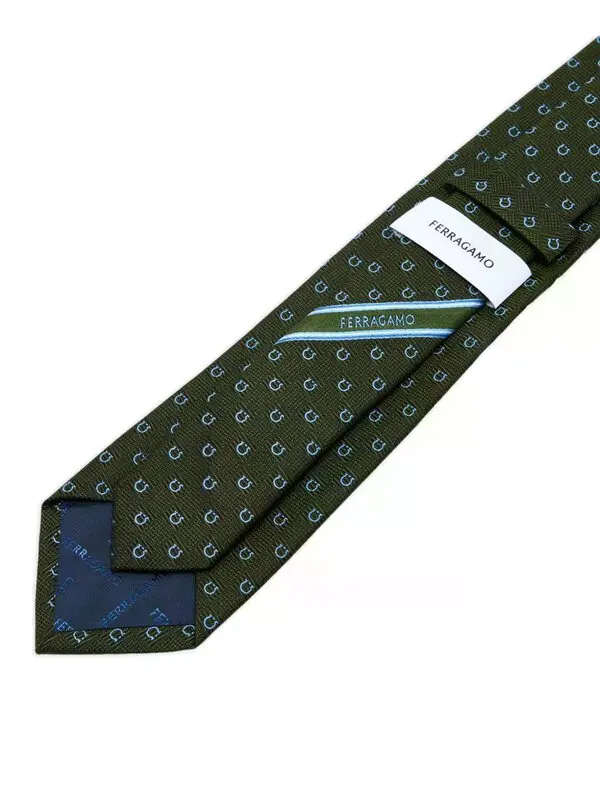 FERRAGAMO Gancini Jacquard Tie - Green