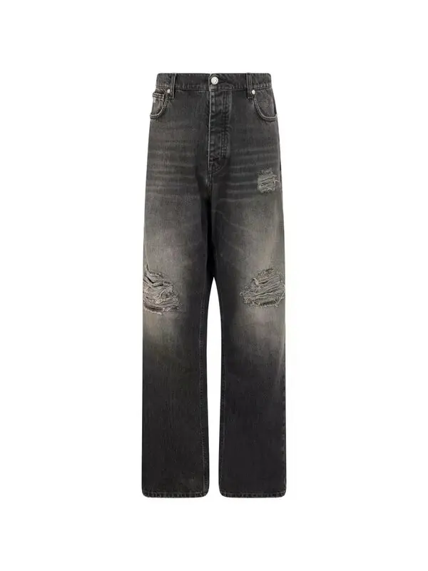 John Richmond Distressed Logo-print Baggy Jeans