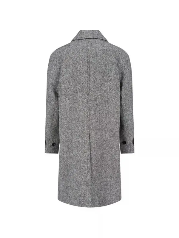 LARDINI Herringbone-pattern Wool Coat